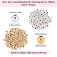1 Set 200Pcs 2 Colors Brass Spacer Beads Long-Lasting Plated Round ...