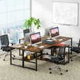 Tribesigns Two Person Desk with Storage Shelves and Tiltable Tabletop ...