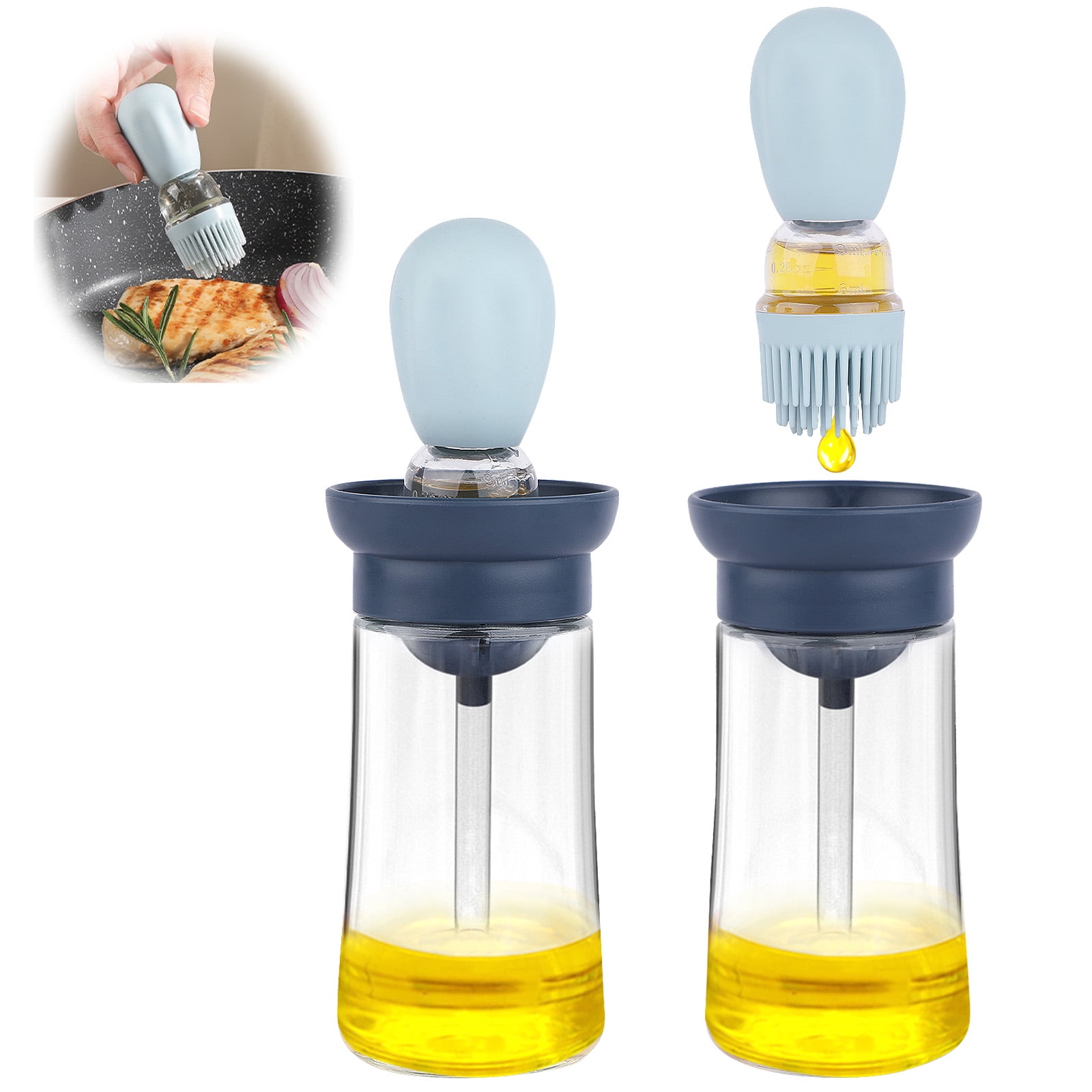6oz Oil Dispenser with Silicone Brush, 2 In 1 Cooking Oil Vinegar ...