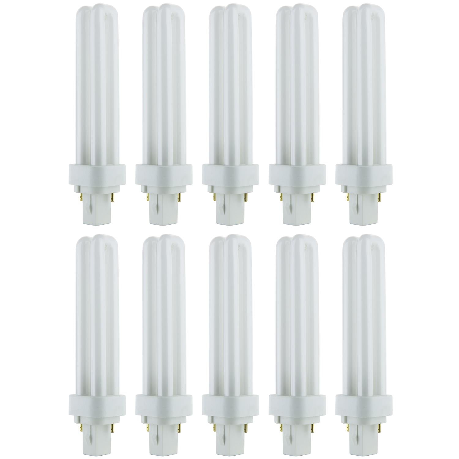 10 Pack Sunlite 18 Watt PLD 2-Pin Double U-Shaped Twin Tube, G24D-2 Base, Soft White - Walmart.com