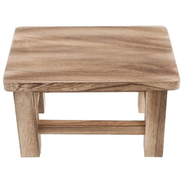 eHemco Solid Hardwood Wooden Step Stool with Wood Handle for Adults and ...