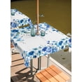Blue Floral Square Outdoor Tablecloth with Umbrella Hole Watercolor ...