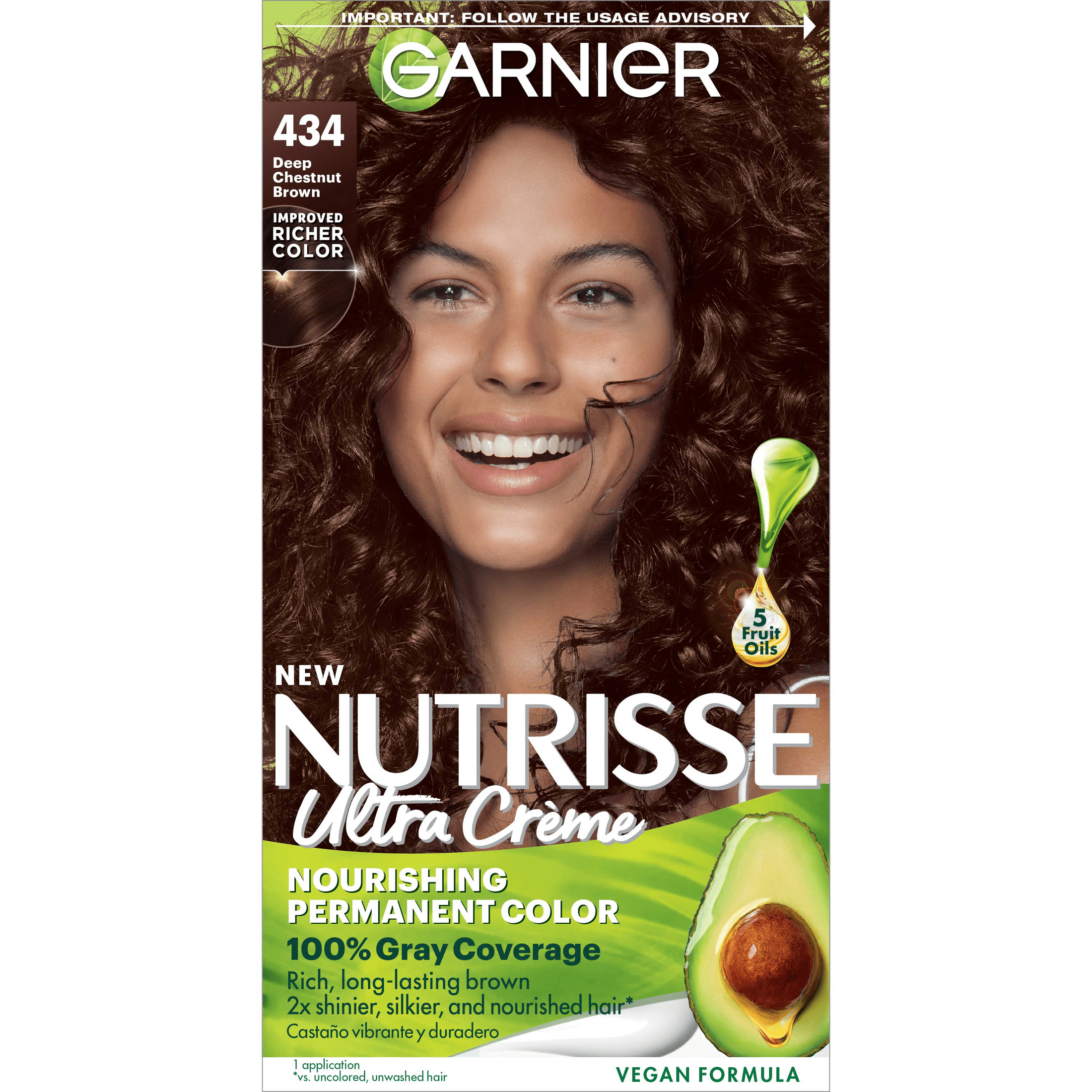 Garnier Nutrisse Nourishing Hair Color Creme, 434 Deep Chestnut Brown ...