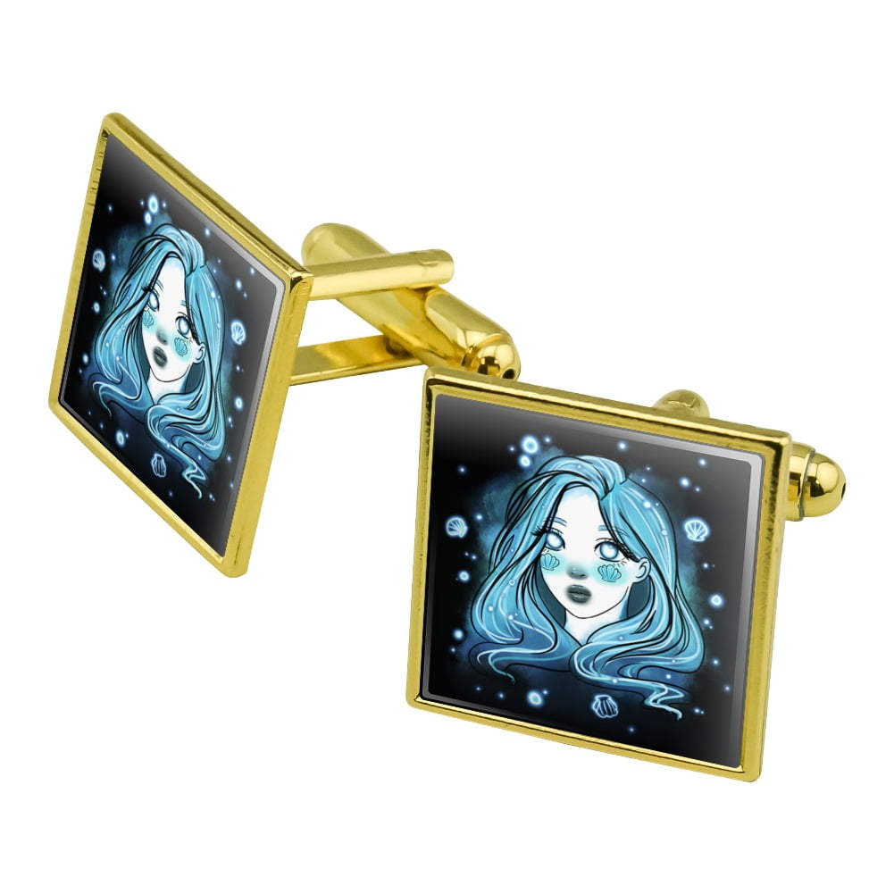 Watercolor Sketch of a Modern Day Mermaid Square Cufflink Set - Silver ...