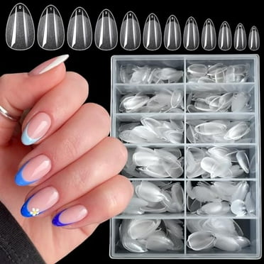 French Short Gel Nails Tips Transparent Multiple Sizes Gel Nails ...
