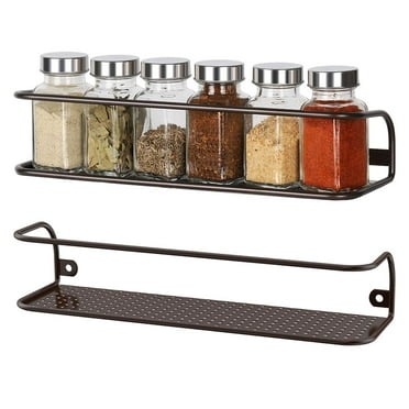 Large and Wide Wall-mounted Spice Storage Rack, 2-Pack in Brown ...