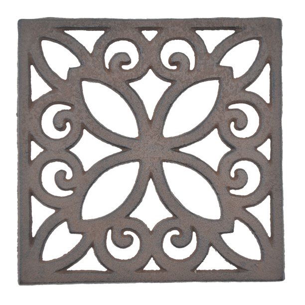Decorative Square Brown Cast Iron Trivet - Ornate Design - 6.25" Wide ...