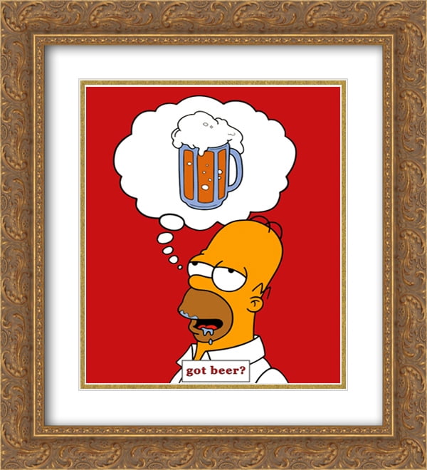 Prints The Simpsons Homer Simpson Got Beer Bar Sign Wood Framed ...