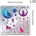 Fantasy Theme Stainless Steel Stencil 6x6 inch Moon Cat Star Metal ...