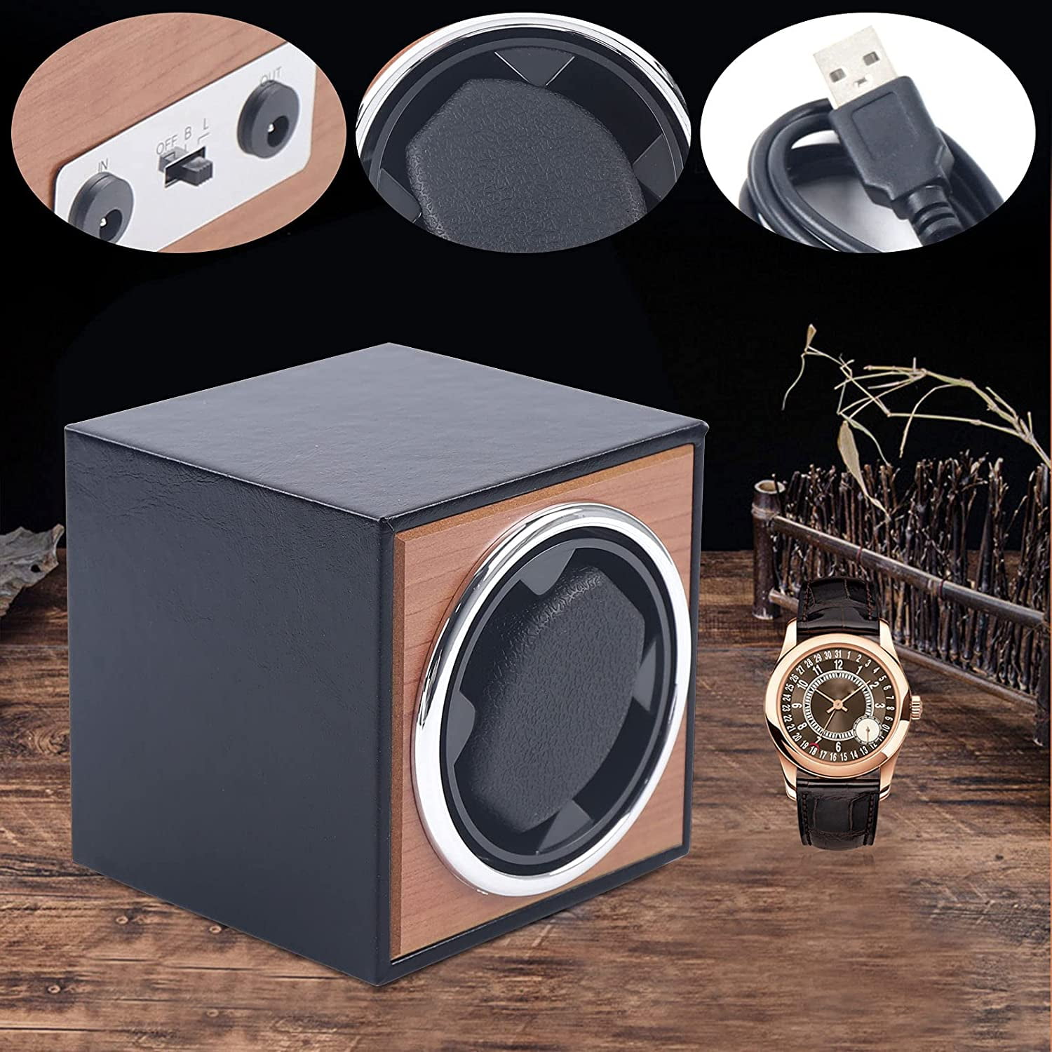 Buy SHZICMY USB Automatic PU Watch Winder Storage Box Self-Winding ...