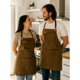 2Pcs Cross-Back Canvas Aprons, 16oz Heavy Duty Bib Aprons with 5 ...