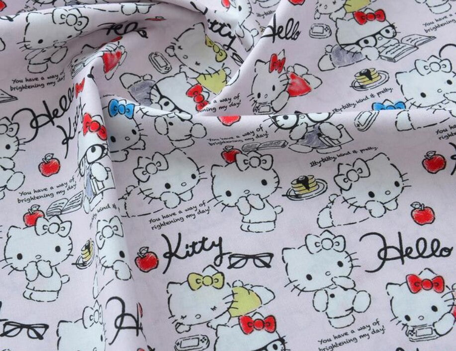 Sanrio-sábanas de cama de Hello Kitty para mujer, tela de algodón hecha ...