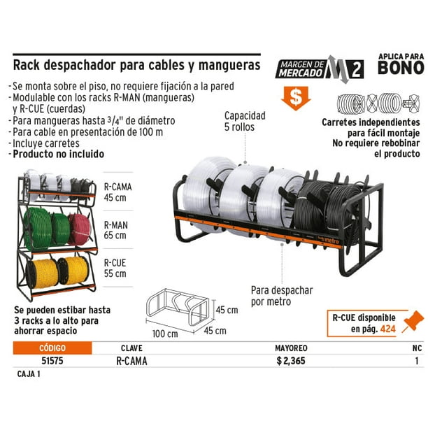 Rack para cable y manguera de nivel, Truper Truper R-CAMA | Bodega ...