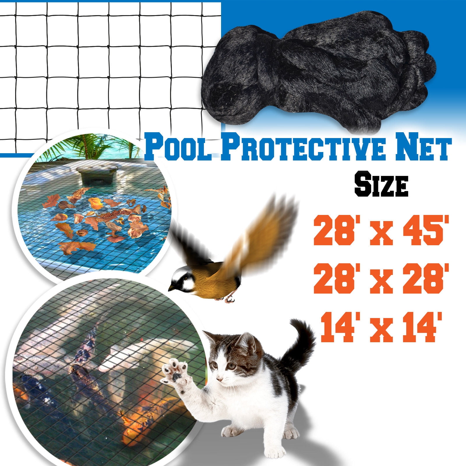 Sunrise 28'x45' Pool Netting Pond Protective Floating Net Mesh Cover ...