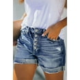 Pink Queen Women Summer Denim Shorts Mid Rise Ripped Faryed Hem ...