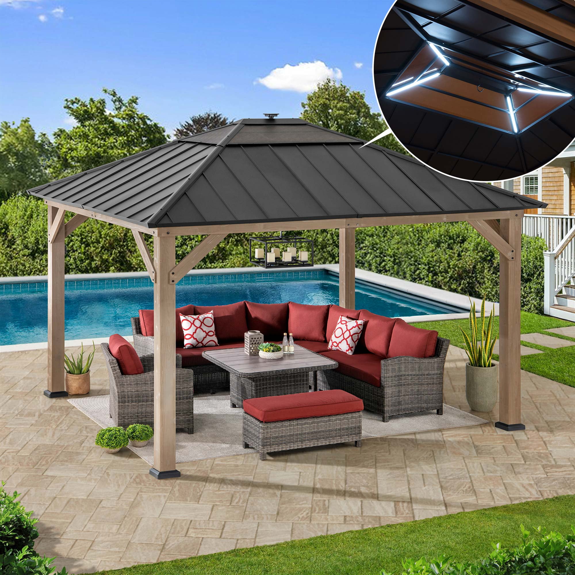 Click here for Sunjoy Group Sunjoy 11 X 13 Grayden Wood Gazebo  O... prices