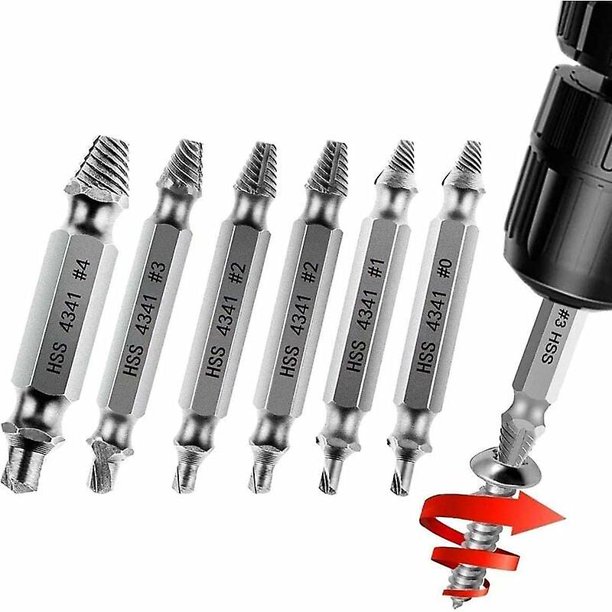 Extractor de tornillos de 6 piezas, kit de extractor de tornillos pelados dañados, juego de ...