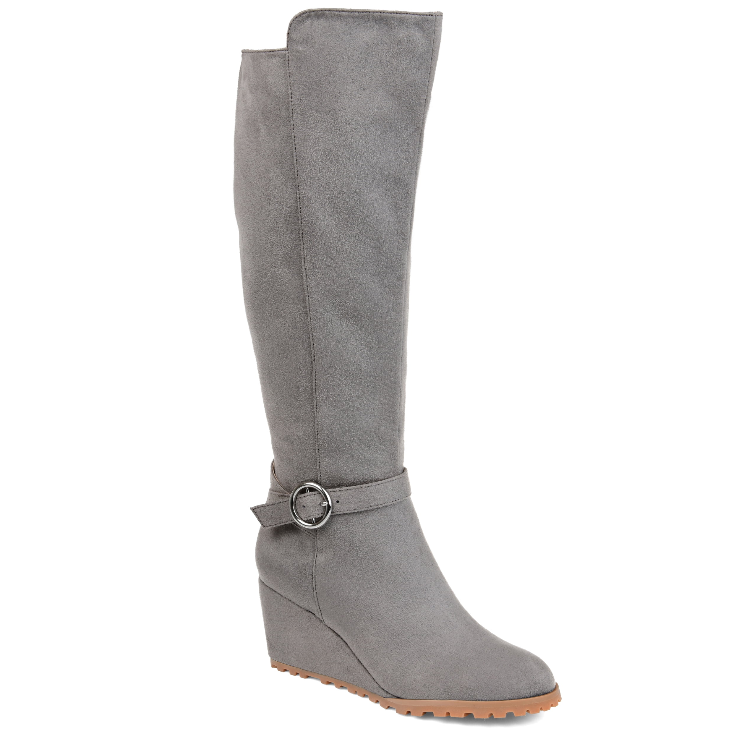 Brinley Co. Womens Comfort Extra Wide Calf Microsuede Wedge Boot ...