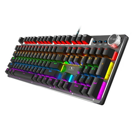 User-Friendly Wired Gaming Keyboard with Slim Rainbow LED Backlit ...