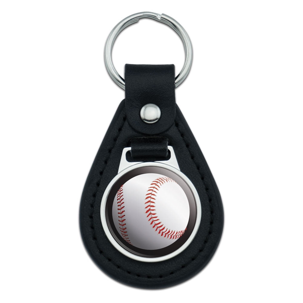 Baseball Ball Sport American National Black Black Leather Keychain ...