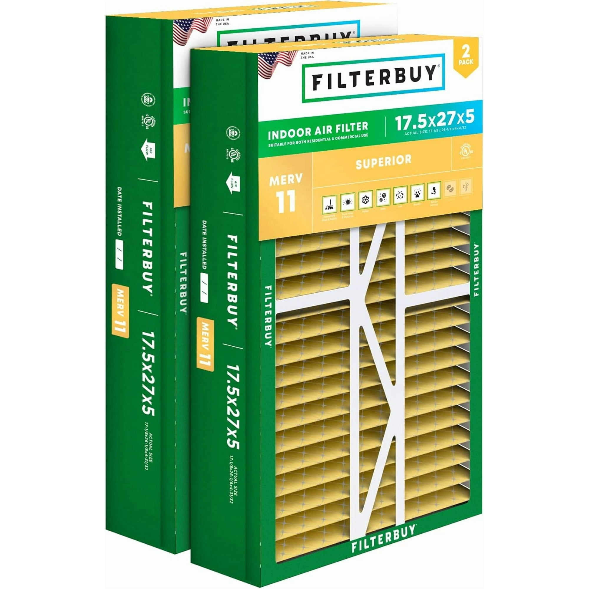 Click here for Filterbuy 17.5x27x5 Merv 11 (Mpr 1200) Allergen De... prices