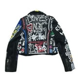 BOSS LADY Graffiti Riveted Leather Jacket - Walmart.com