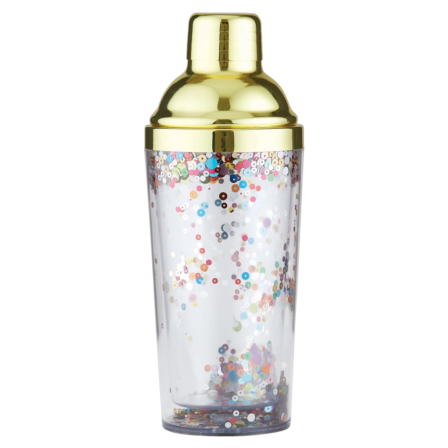 8" Gold Stainless Steel Cocktail Shaker with Confetti Design - Walmart.com