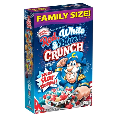 Captain Crunch Red White & Blueberry 17.4oz Cereal Box – Walmart ...