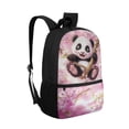 Binienty Pink Cherry Blossom Panda Kids School Backpack 17 Inch Bookbag ...