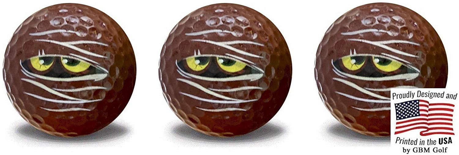 Halloween Mummy Golf Balls – 3 Ball pack - Frightening Novelty Print ...