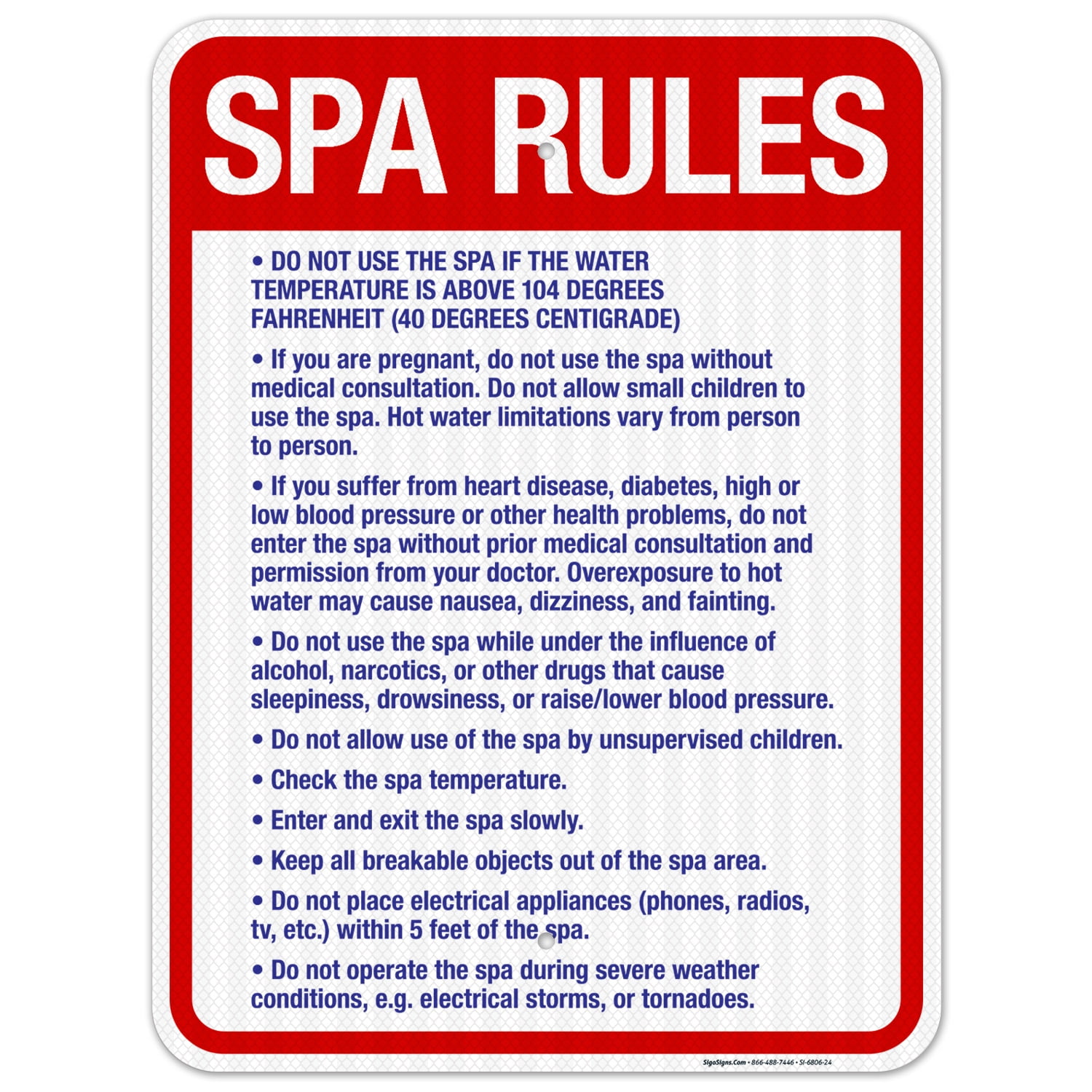 Spa Rules Sign, Pool Sign, - Walmart.com