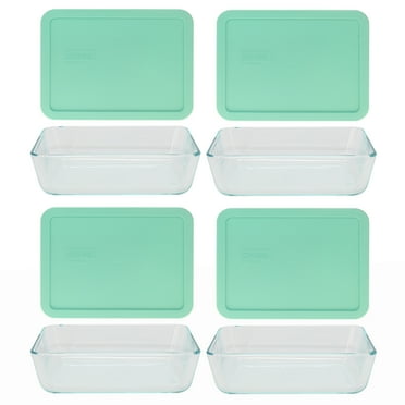 Pyrex 7210 3-Cup Rectangle Glass Food Storage Dishes & 7210-PC 3-Cup ...