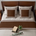 Dark Brown Geometric Bed Runner for Queen Size Bed, White Greek Key ...