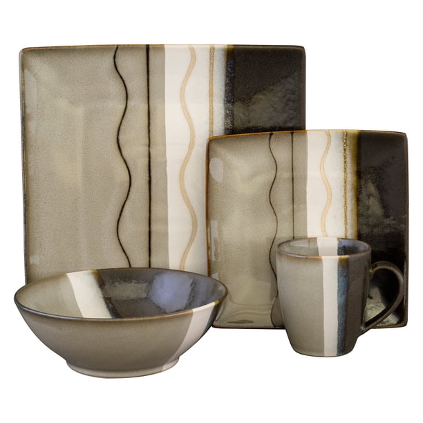 Sango Zanzibar Dinnerware - Black - Set of 16 - Walmart.com