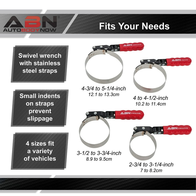 ABN 4pc Swivel Oil Filter Wrench Set 2-3/4 To 5-1/4in Oil, 54% OFF
