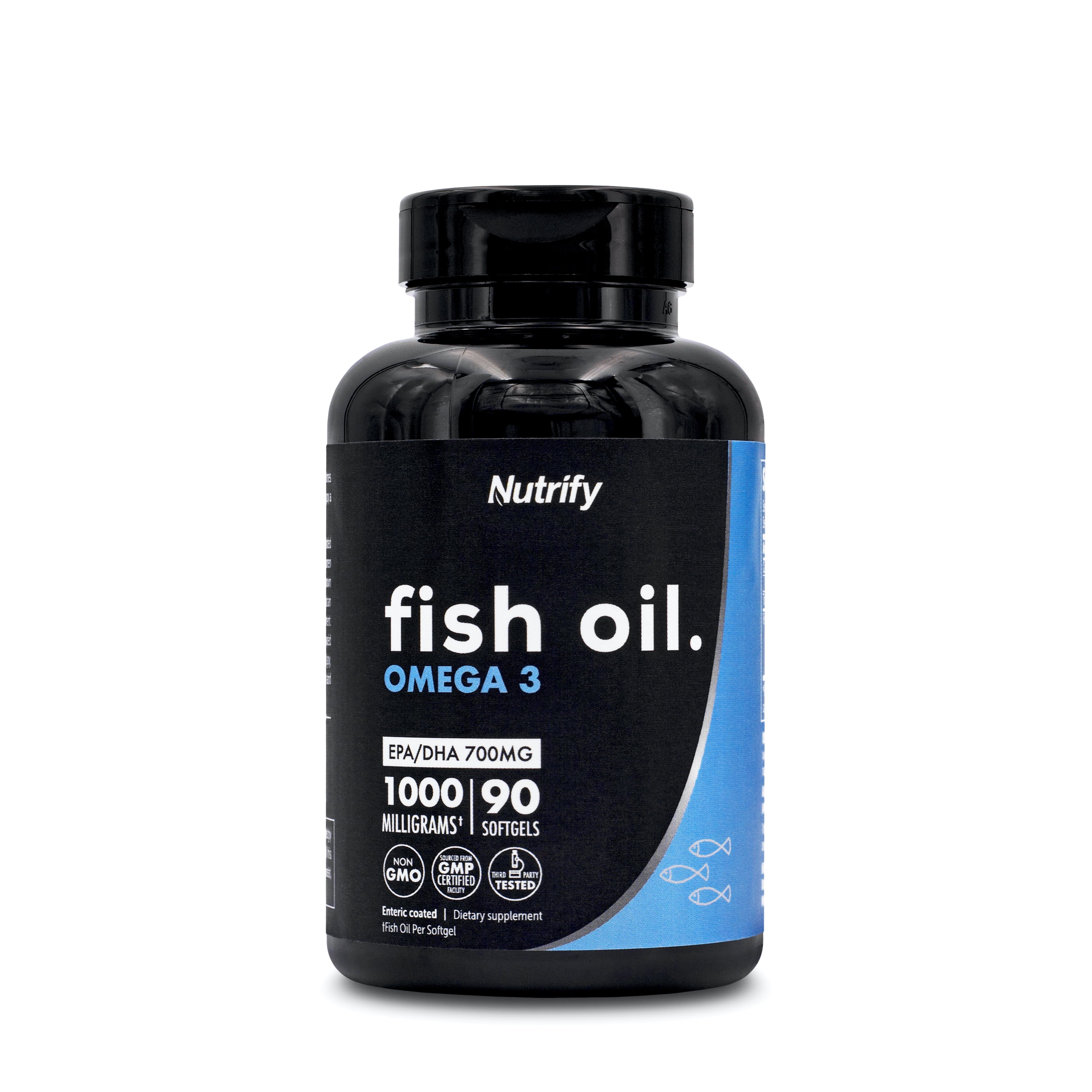 Nutrify Omega 3 Fish Oil (1000mg per Capsule) with EPA/DHA Fatty Acids | Non-GMO & Enteric ...
