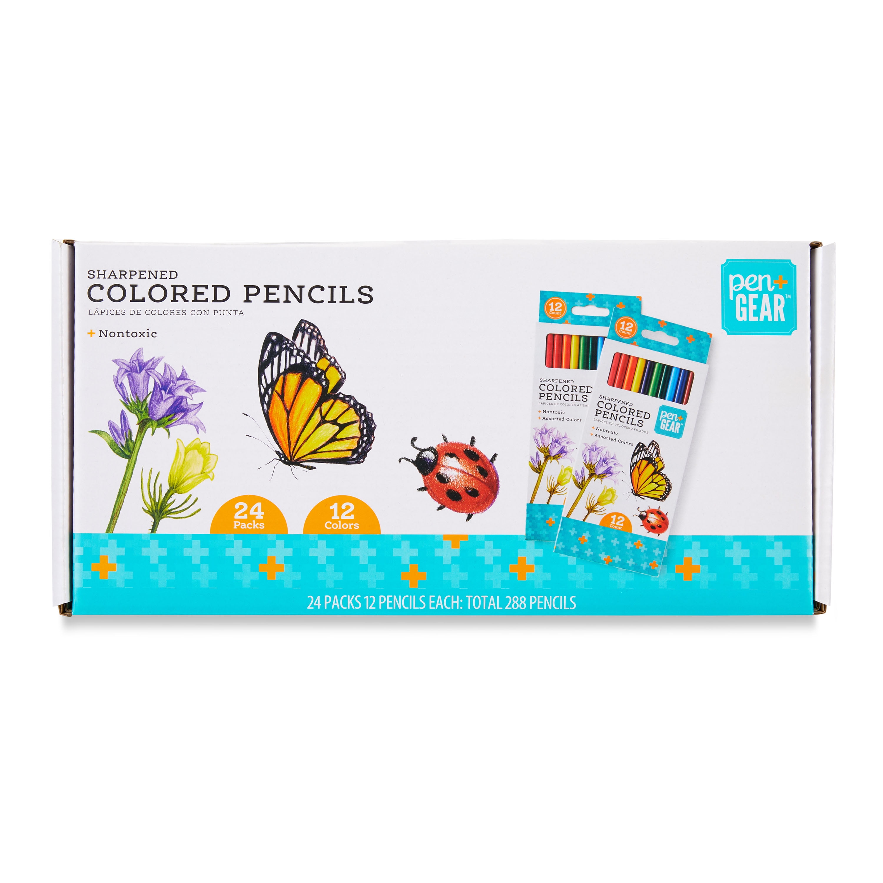 Pen+Gear 12 Count Sharpened Colored Pencils, Assorted Colors (24 Packs ...