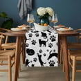 Cats Black Claws Cotton Linen Table Runner White Background Abstract ...