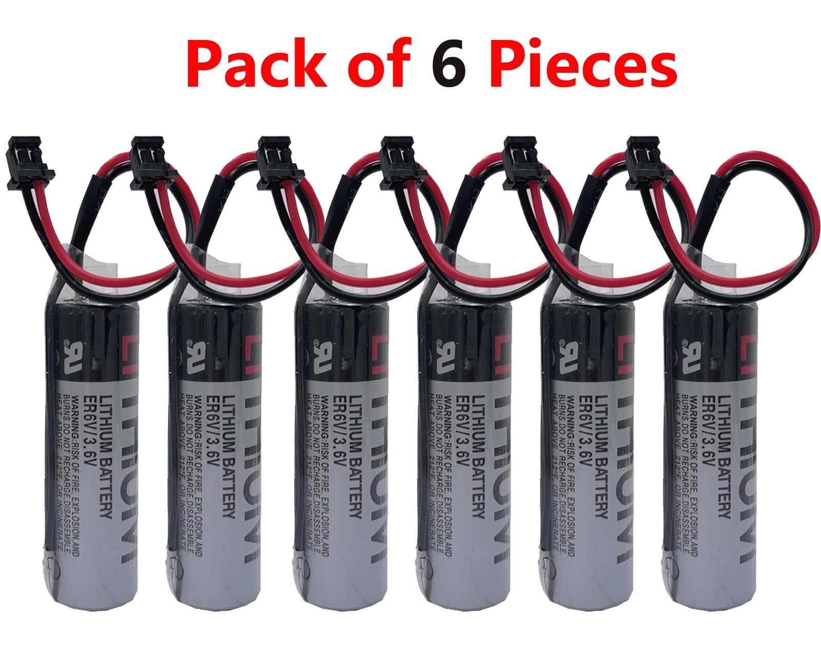 6-Pack ER6V3.6V ER6VC119A ER6VC119B 2400mah Battery Compatible with PLC ...