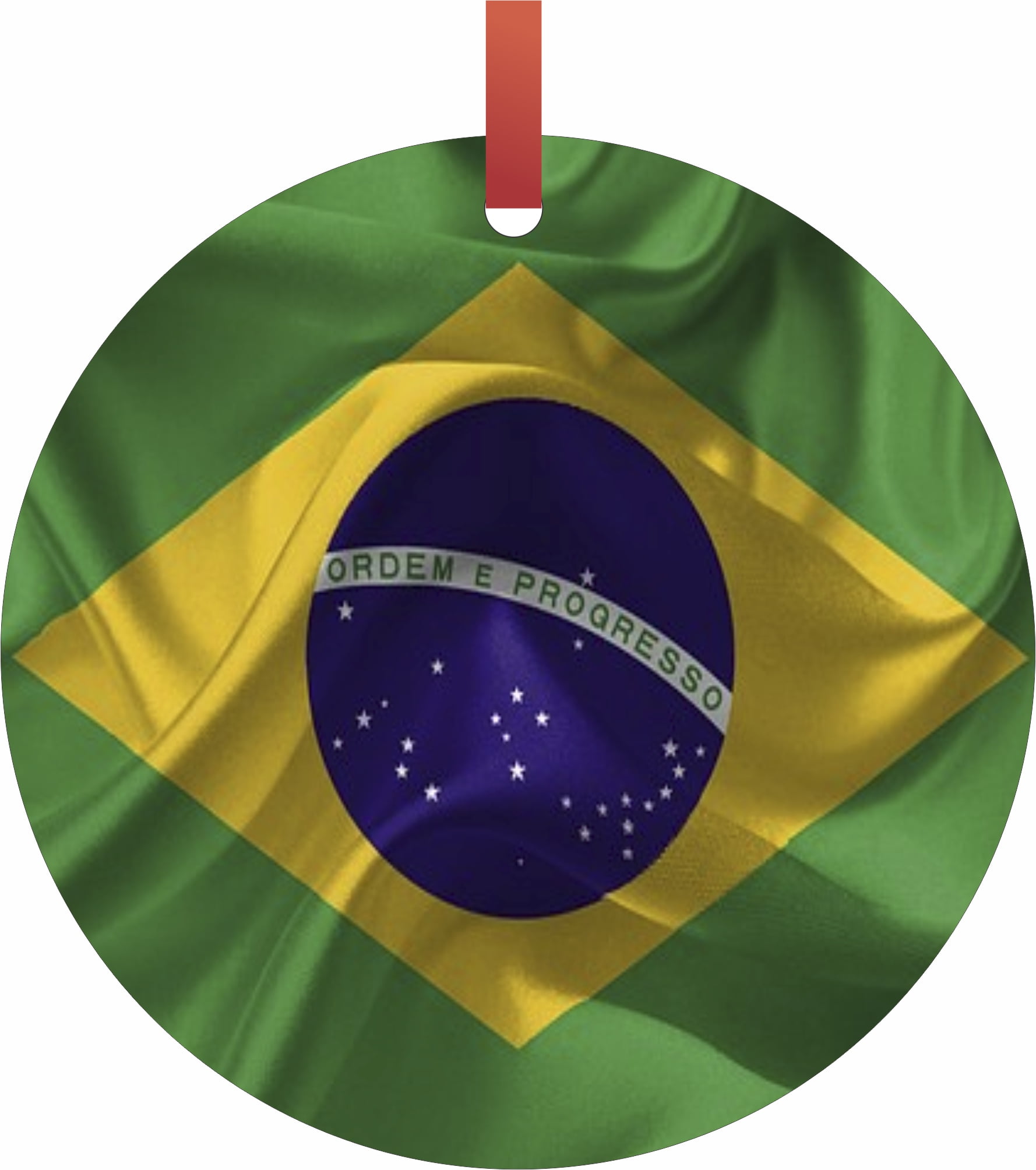 Brazil flag Flat Round - Shaped Christmas Holiday Hanging Tree Ornament ...
