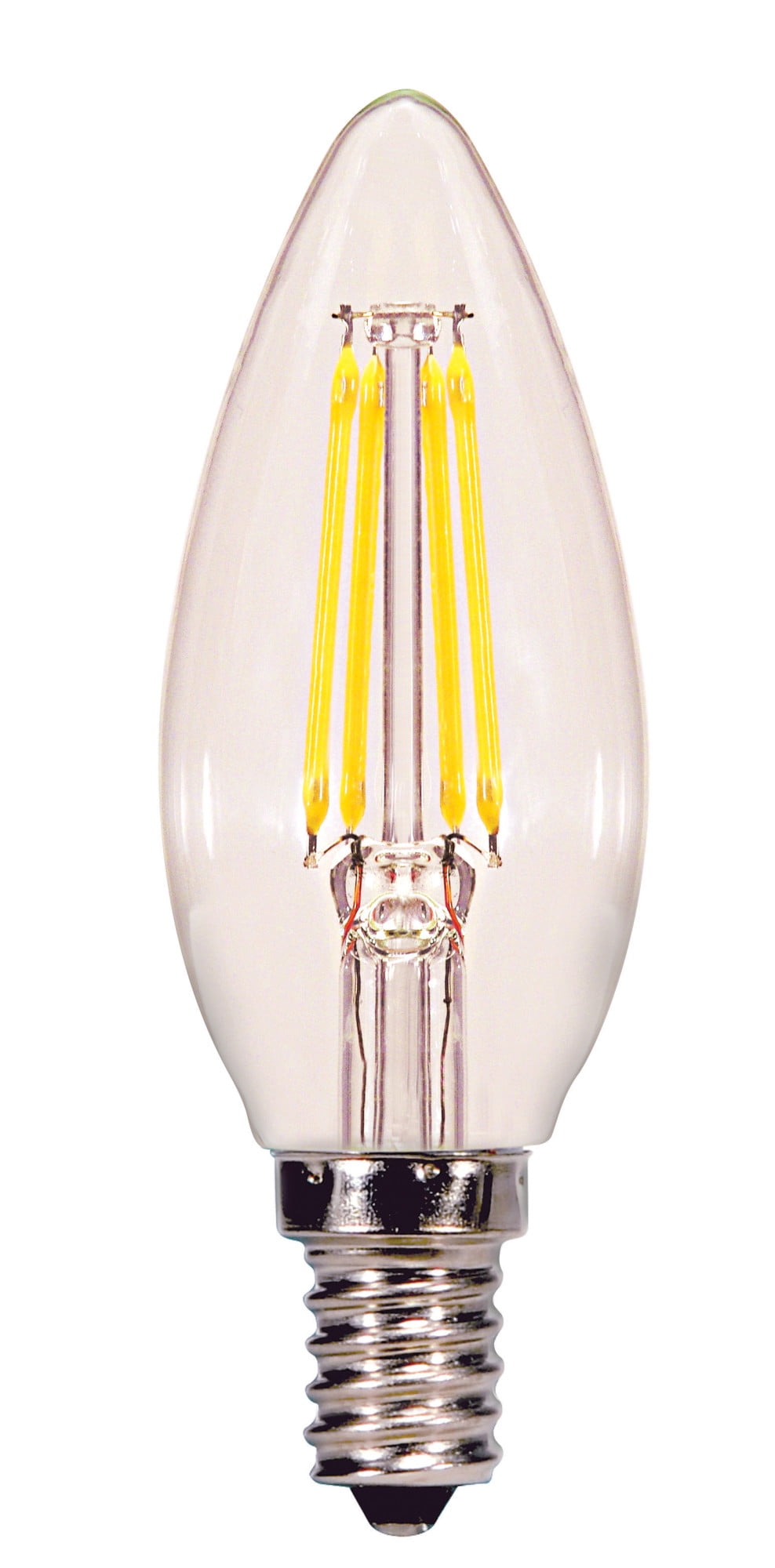 Satco Lighting S29922 Single 4 Watt Clear Dimmable C11 Candelabra (E12 ... Satco Lighting S29922 Single 4 Watt Clear Dimmable C11 Candelabra (E12 ...