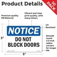 Do Not Block Doors OSHA Notice Vinyl Decal Label 5 Inch x 3.5 Inch - 10 ...