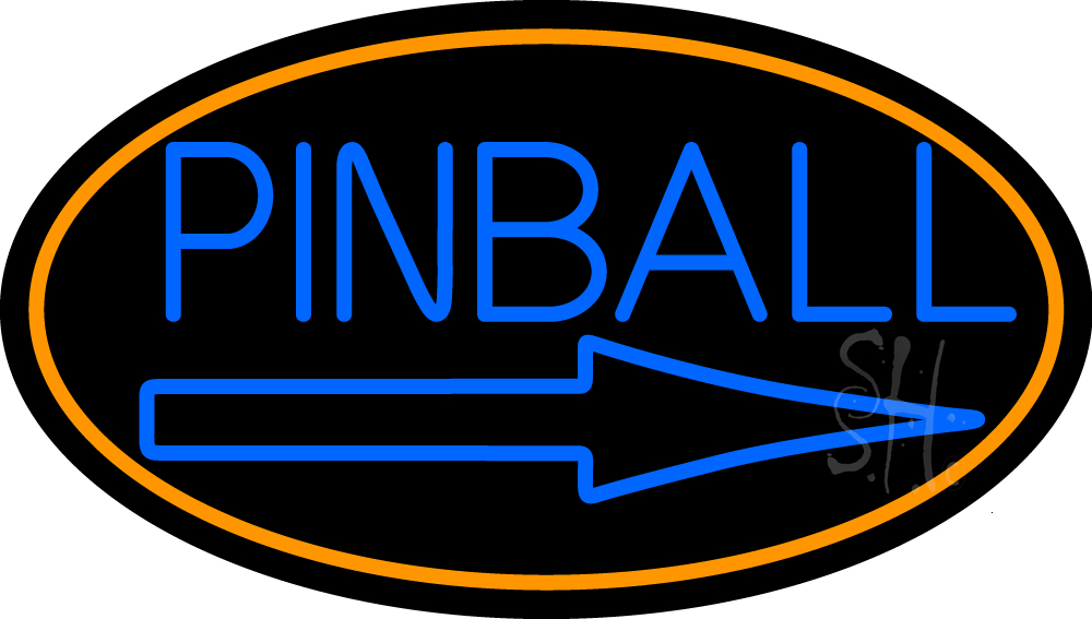 Pinball With Arrow 3 LED Neon Sign 20 x 37 - inches, Black Square Cut ...