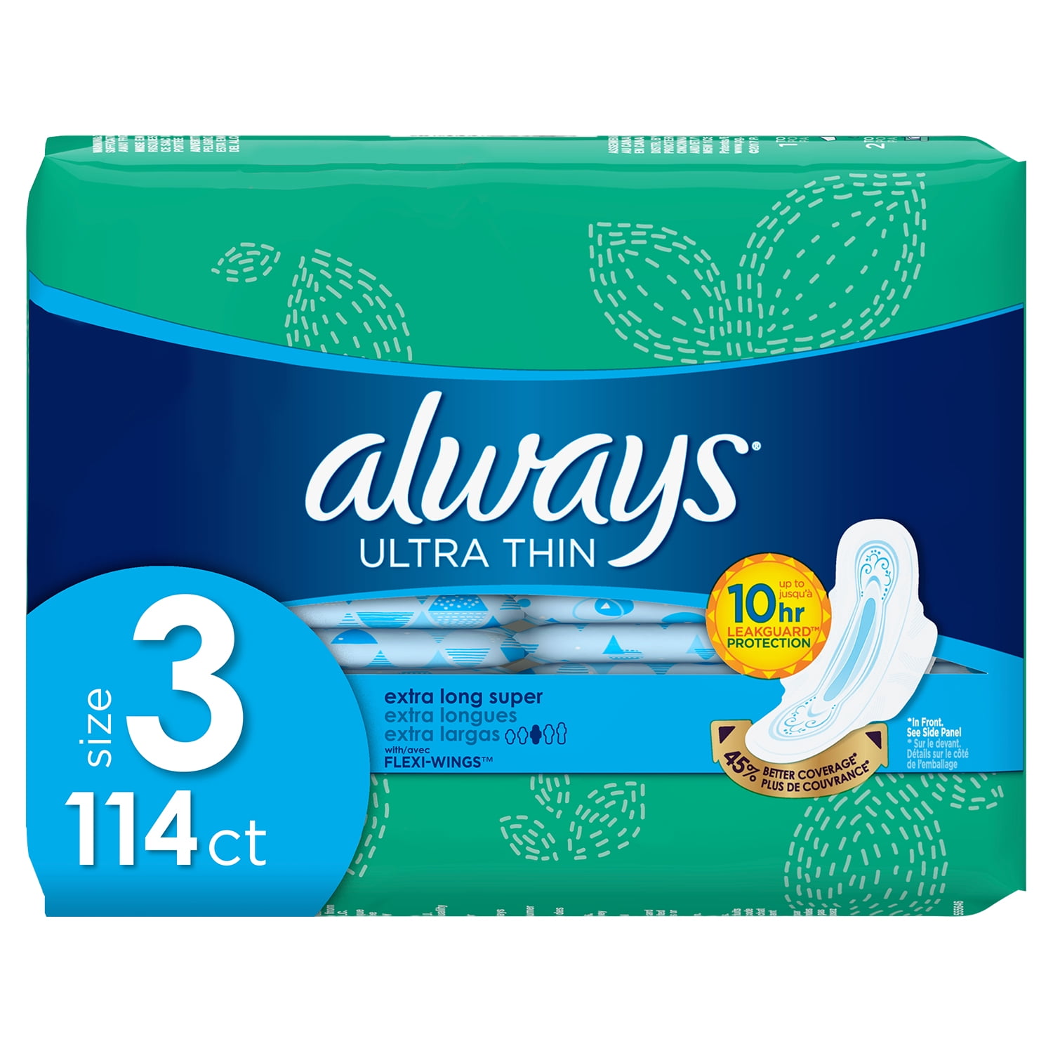 Always Ultra Thin Pads Winged Unscented Extra Long Size 3 114 Ct always-ultra-thin-pads-winged-unscented-extra-long-size-3-114-ct