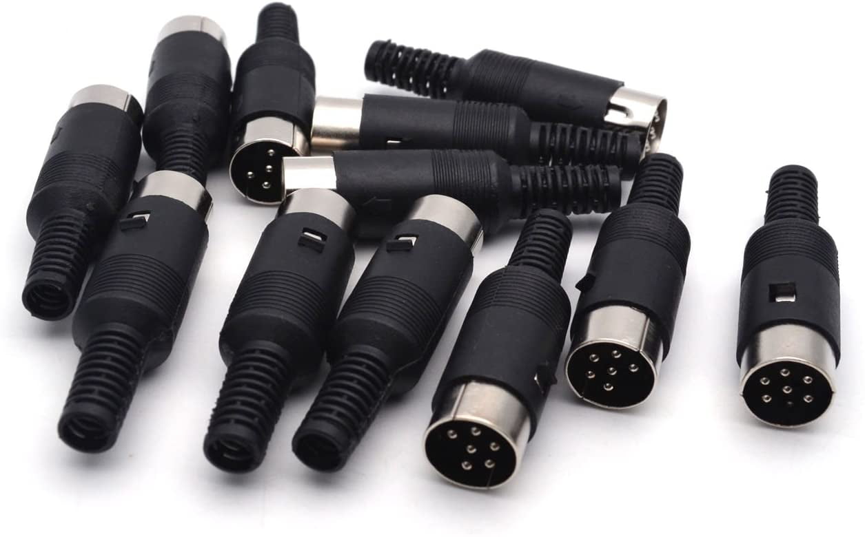 DIN 6-Pin Male Plug Connector Solder Cable Adapter Keyboard Mouse Plug ...