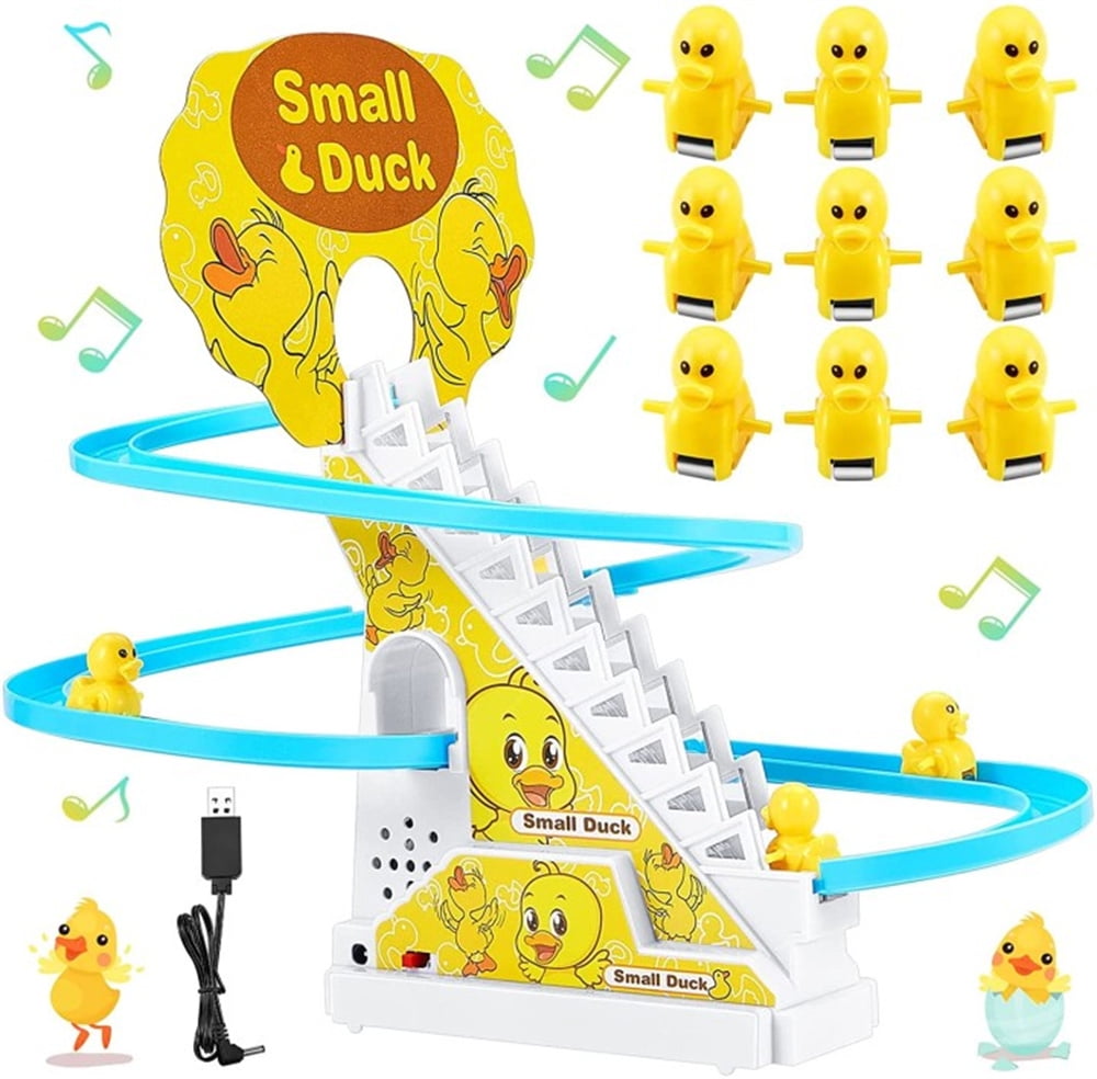 Battery Powered Duck Roller Coaster Toys Electric Duck Climbing Stairs ...