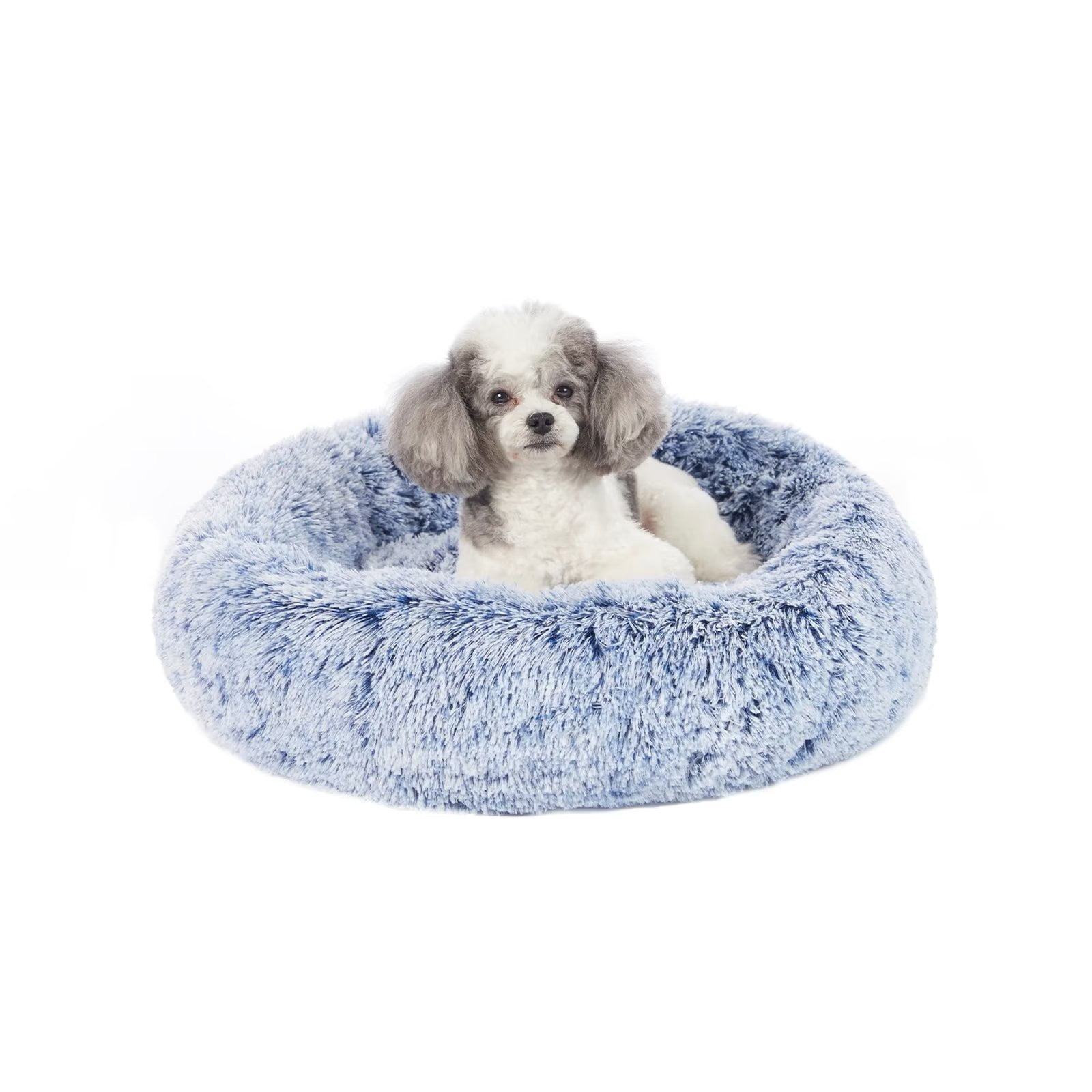 Bedfolks Calming Donut Dog Cat Cuddler Bed, 23" Round Plush Pet Bed for ...