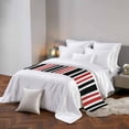 Black Red Bed Runner for Queen Size Bed, Stripe Minimalist Vertical ...