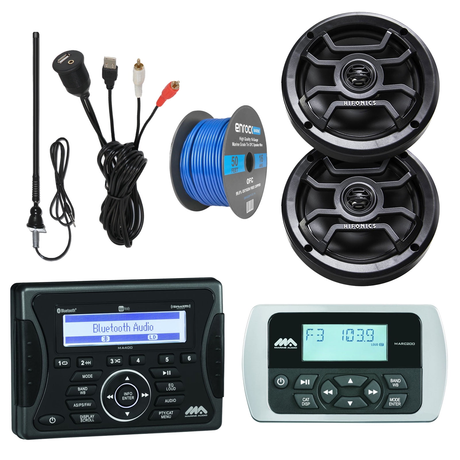 Jensen Marine Audio Bluetooth AUX USB SiriusXM-Ready Receiver, Wired ...