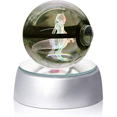 Character Design 3D LED Crystal Ball Rotating Base Night Light Lamp ...